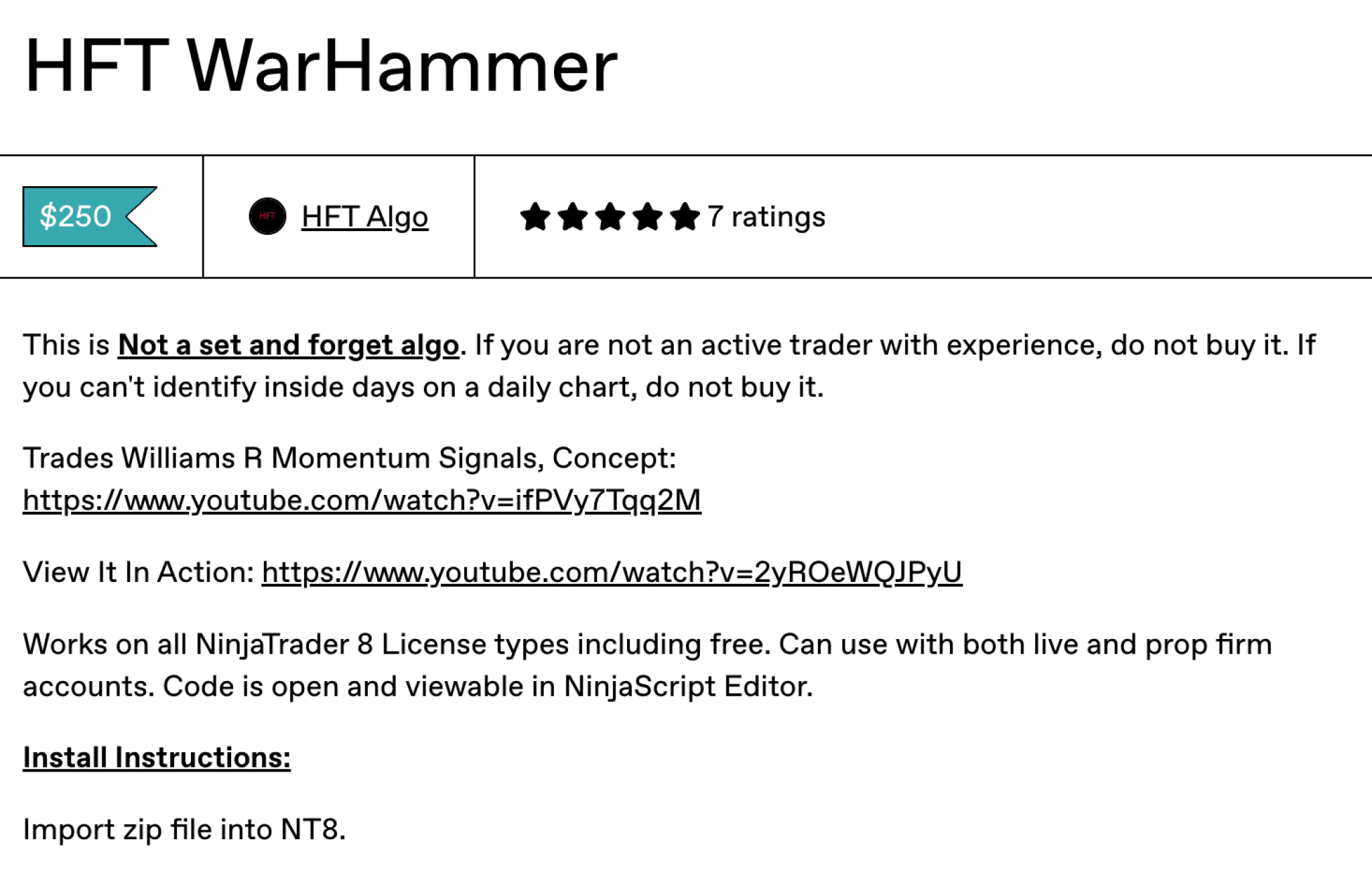 HFT Algo – Warhammer Momentum Trades_ NT8 | Forex Outlet Shop