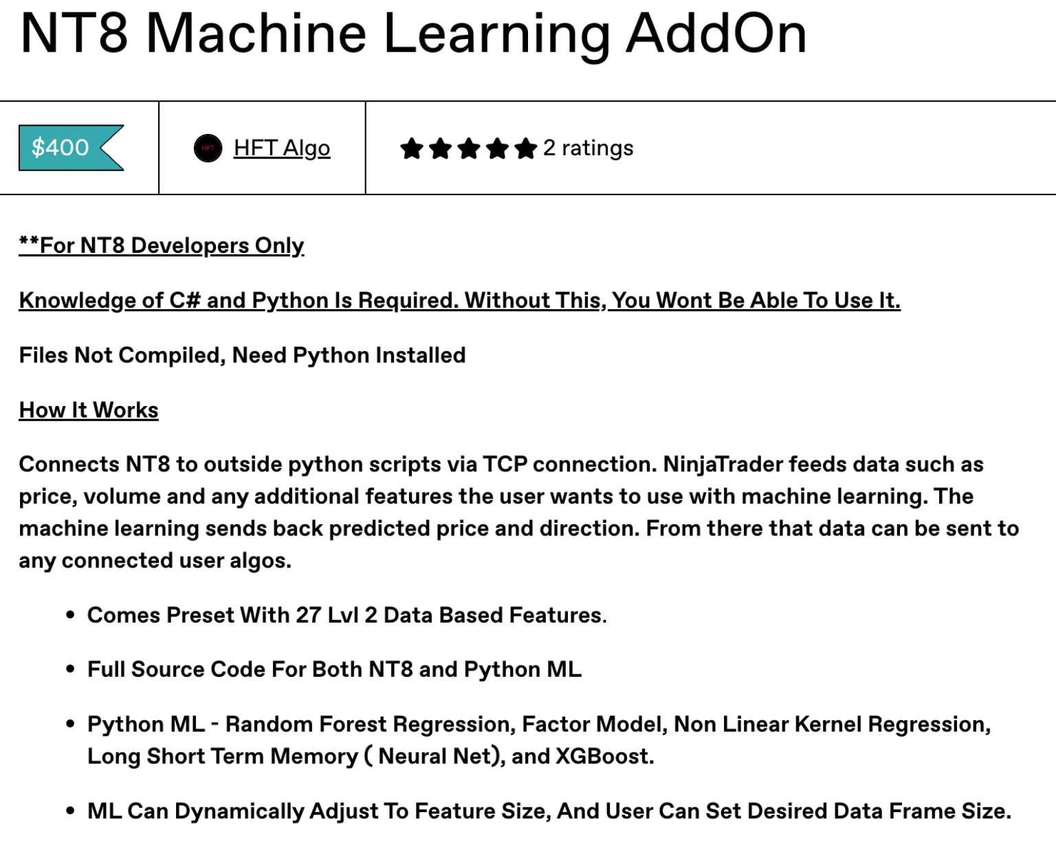 HFT Algo – Machine Learning AddOn_ NT8 | Forex Outlet Shop